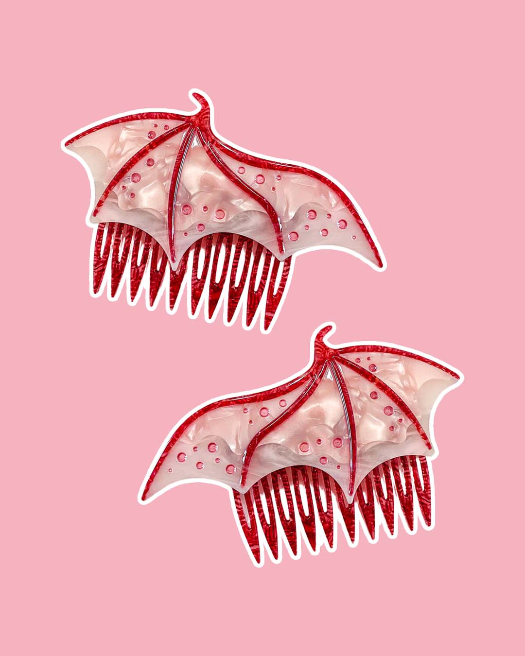 Pink Dragon Wing Hair Comb Set - Blissfully Bookish