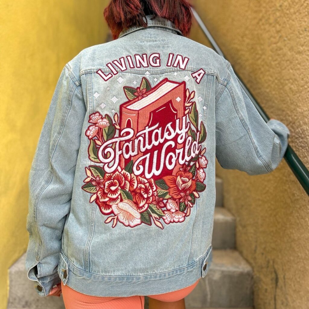 Fantasy World Embroidered Jean Jacket - Blissfully Bookish