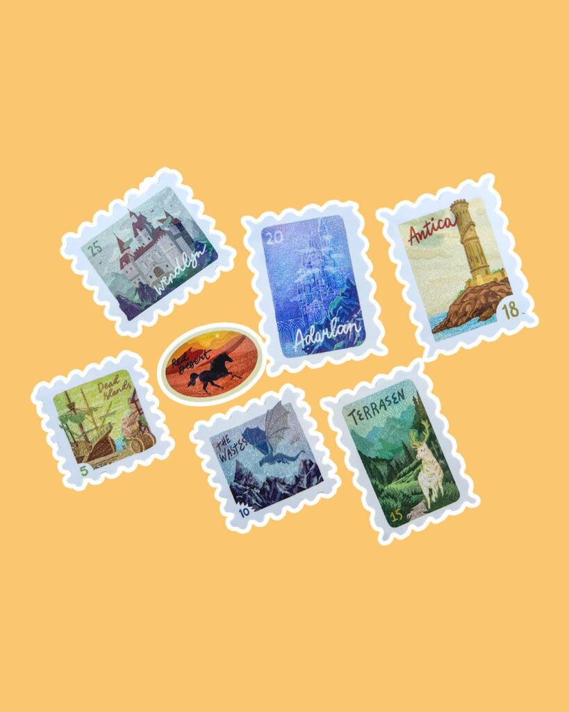 Set of Throne of Glass Stamp Sparkle Stickers - Blissfully Bookish